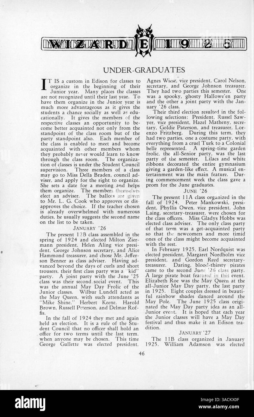 The 1925 Wizard Yearbook from Edison High School features students, teachers, extracurricular ...