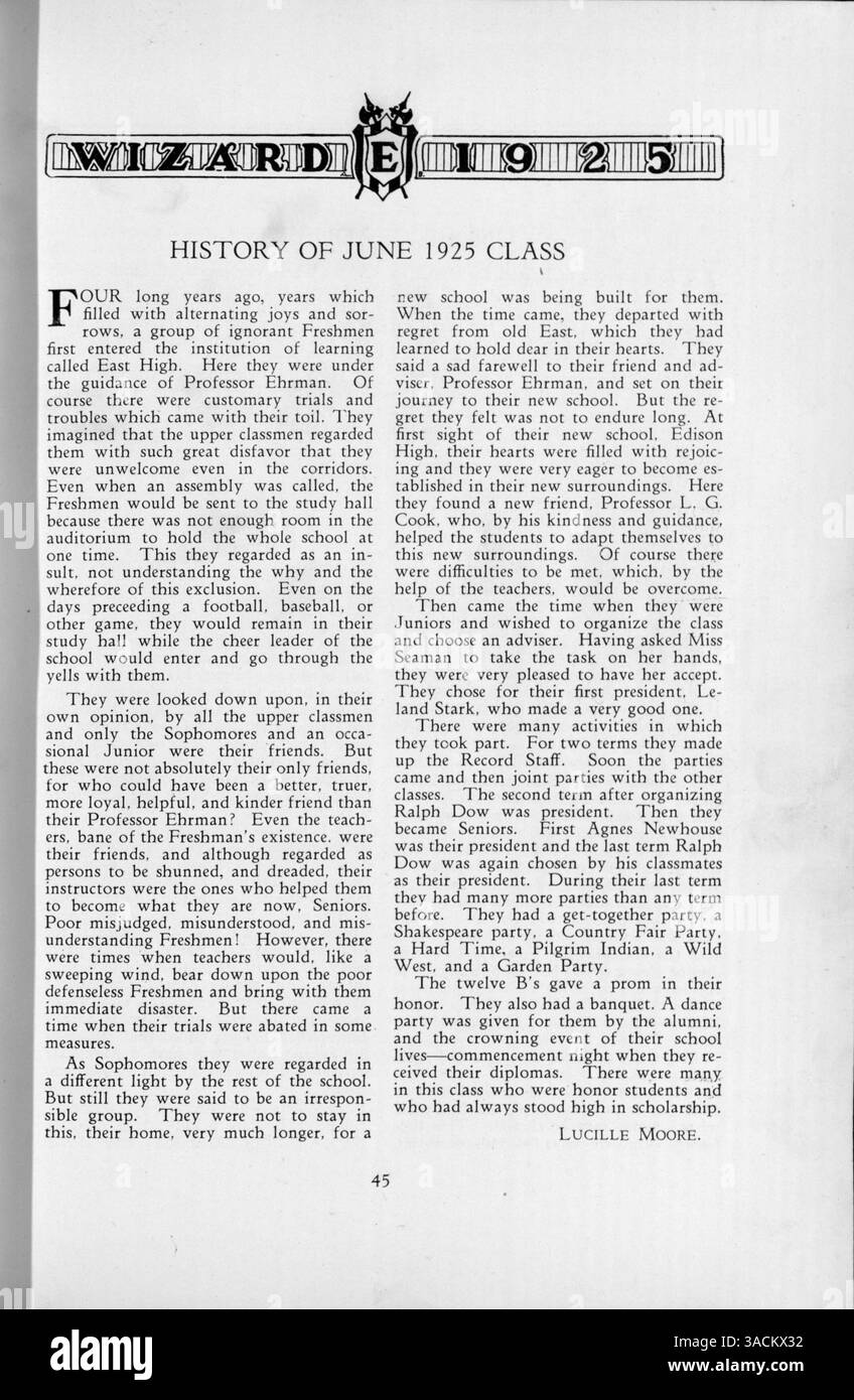 The 1925 Wizard Yearbook from Edison High School preserves memories of the students, teachers ...