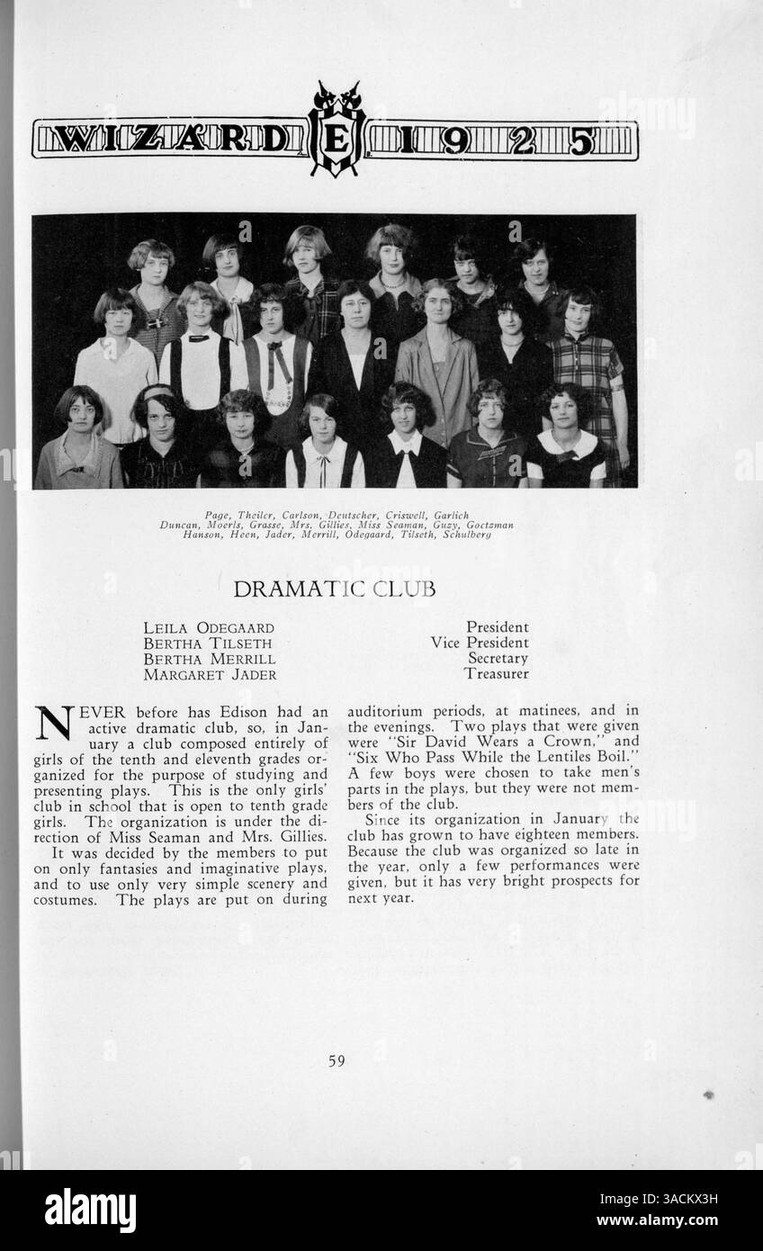 The 1925 Wizard Yearbook from Edison High School records the various facets of the school year ...