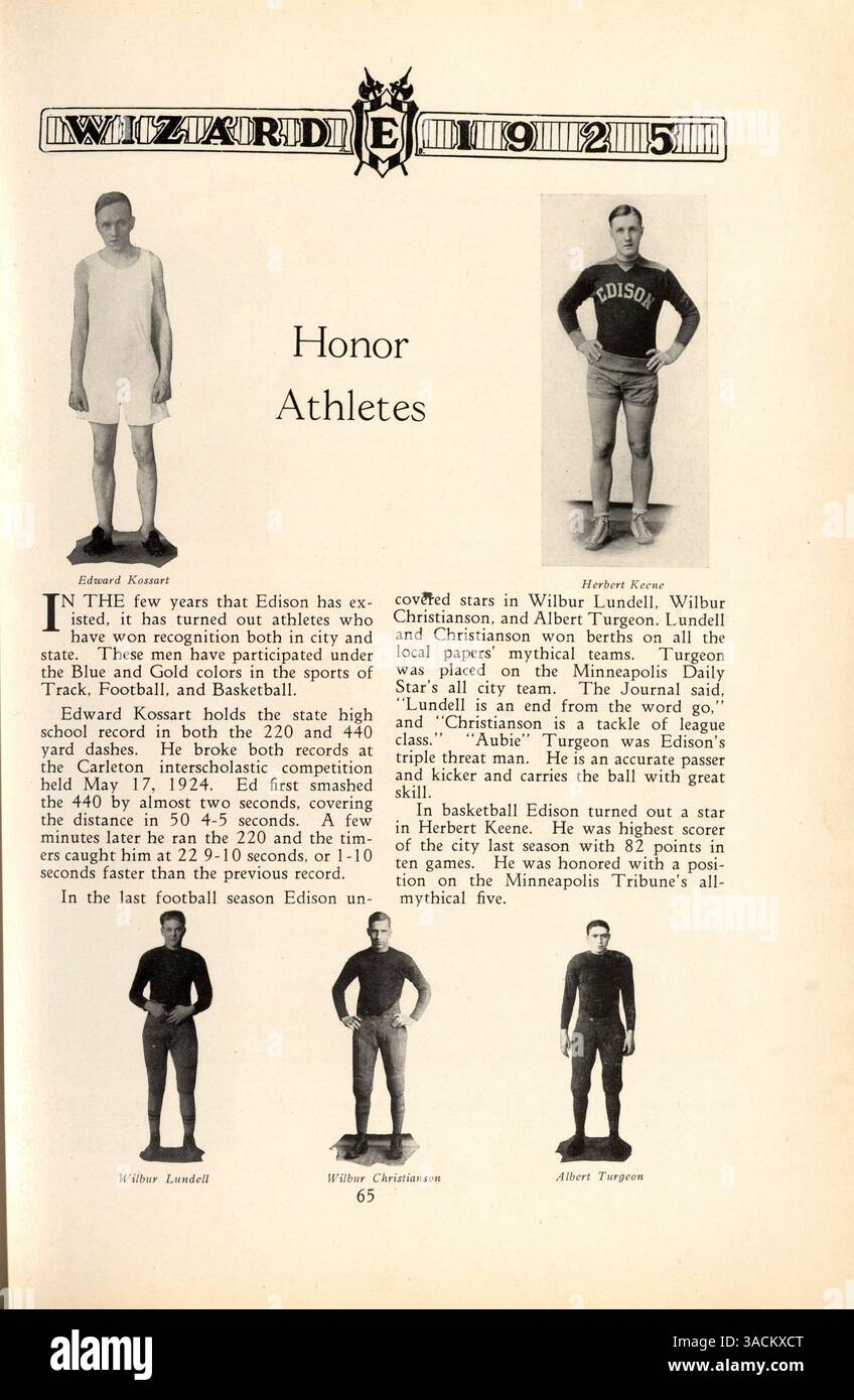 The 1925 Wizard Yearbook from Edison High School records important moments from the 1924-1925 ...