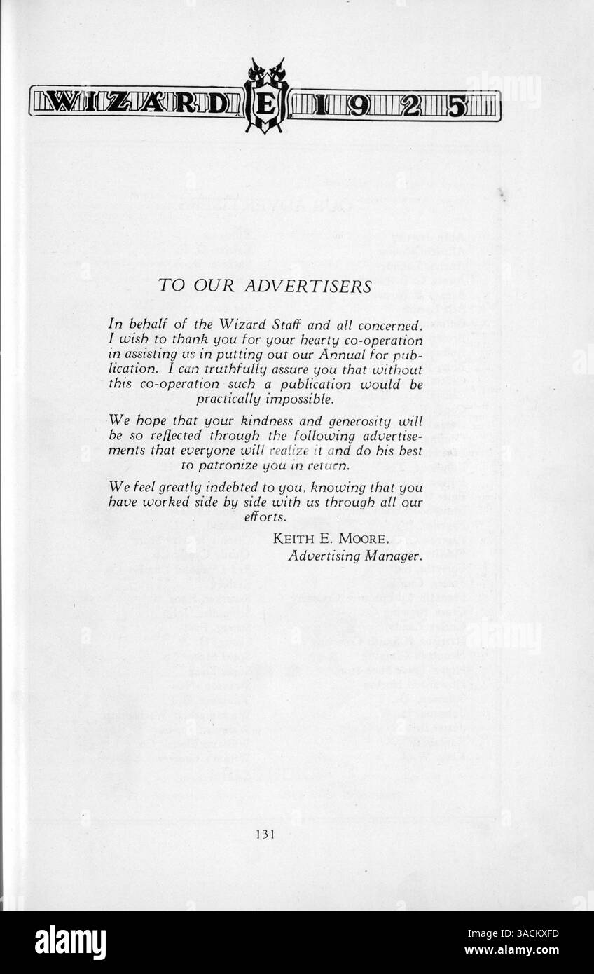 The 1925 Wizard Yearbook provides a comprehensive overview of student activities, athletics ...