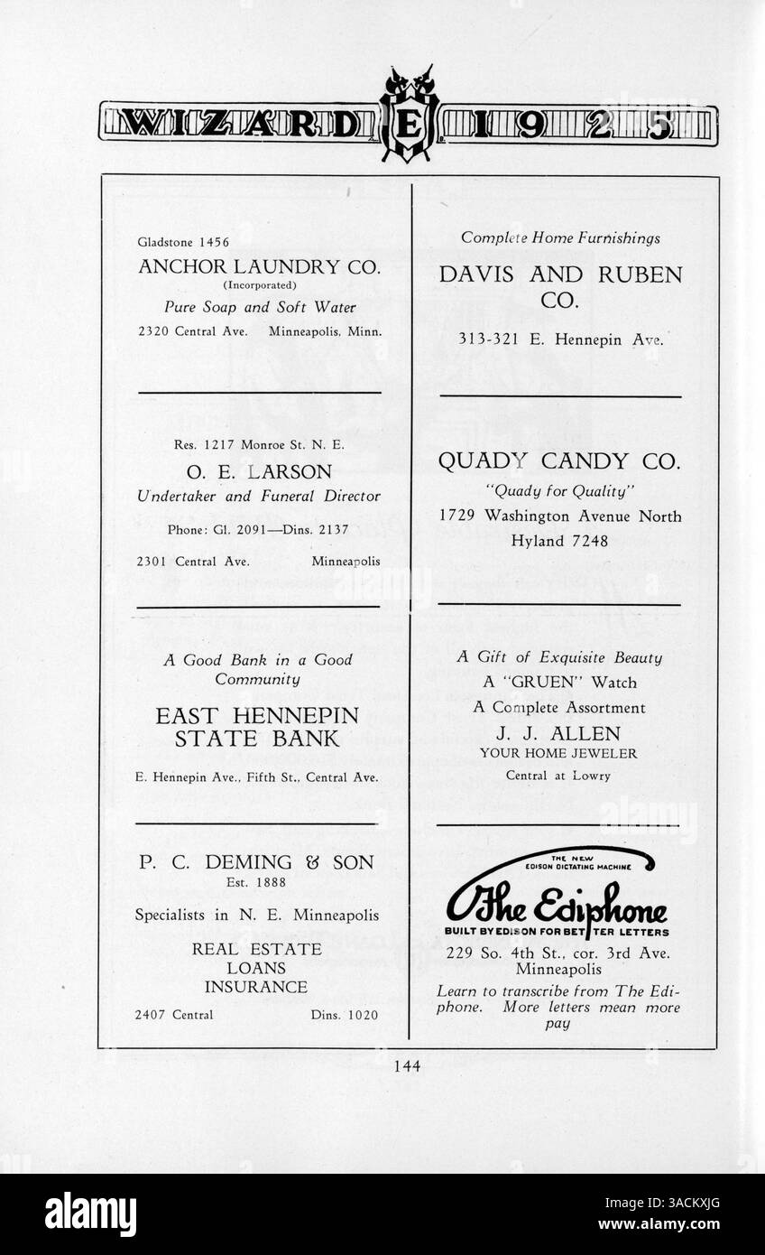 The 1925 Wizard Yearbook from Edison High School showcases key moments ...