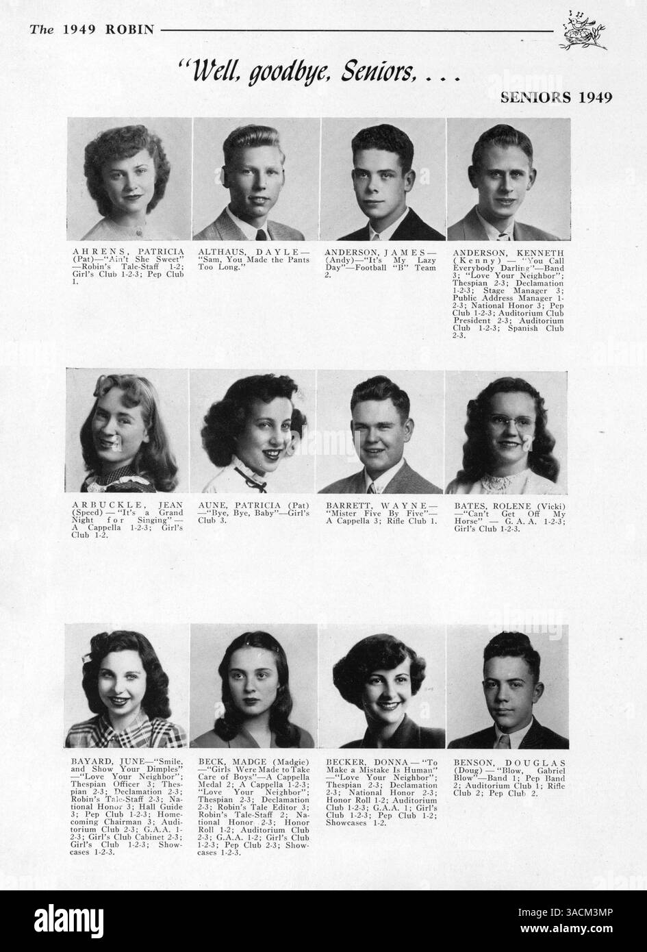 This 1949 yearbook from robbinsdale high school highlights the s hi-res stock photography and ...