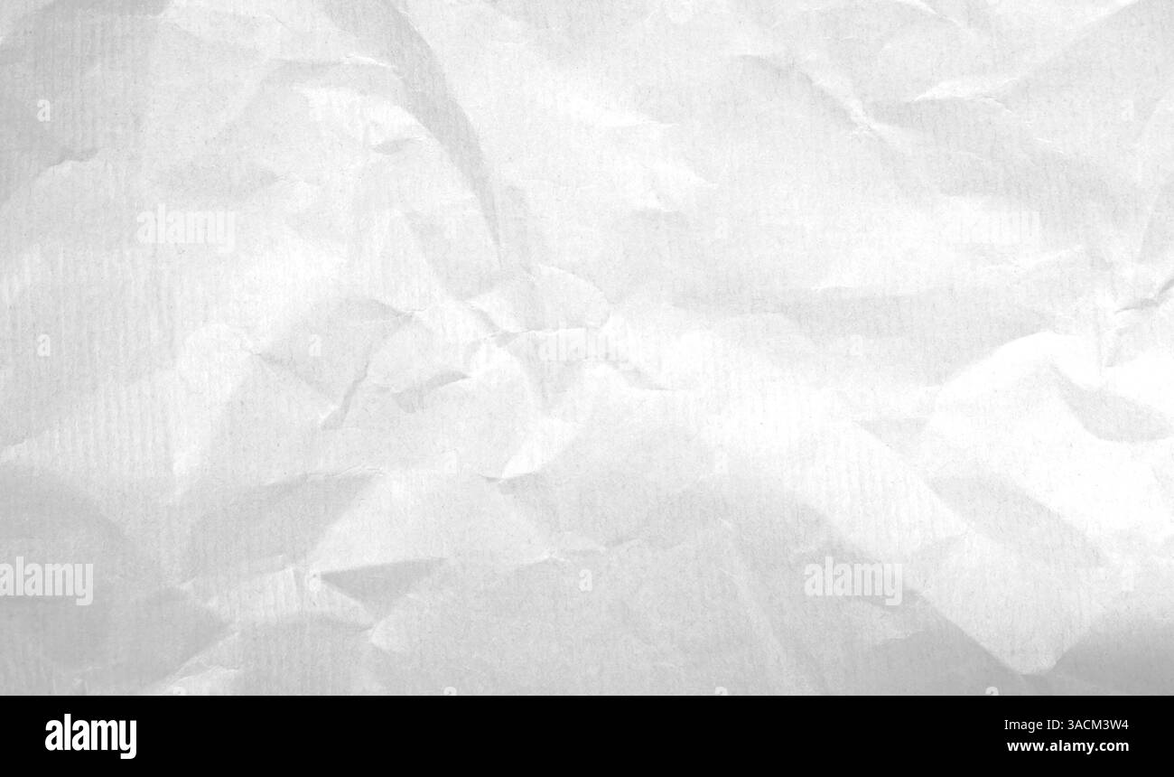 Bright white paper with folds and creases as a decorative background ...