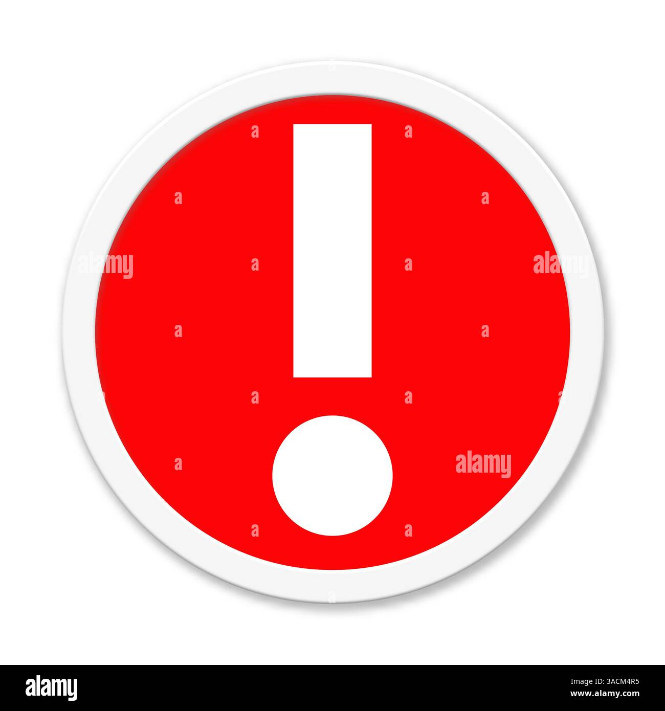 Round red insulated button with white border shows exclamation mark as ...