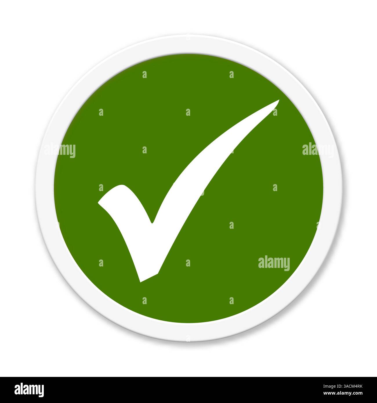 Round insulated green button with white border shows tick symbol for ...
