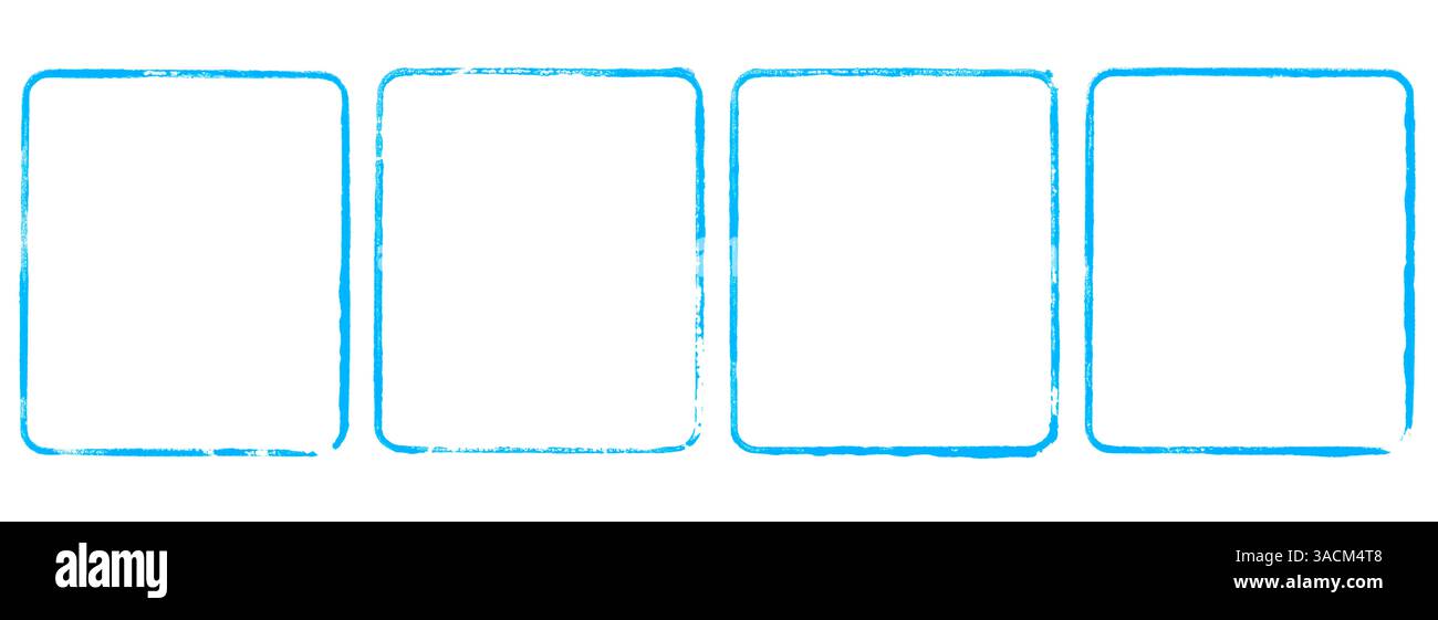 Collection of 4 empty blue light blue grunge frames as a border with ...