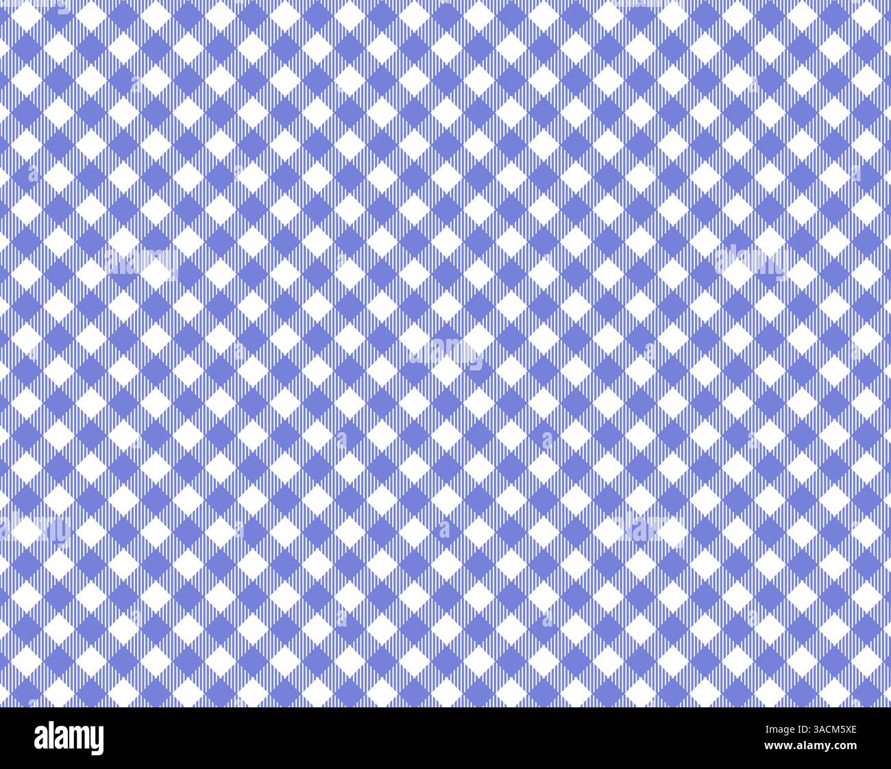 Traditional diagonal checkered tablecloth pattern in blue and white as ...