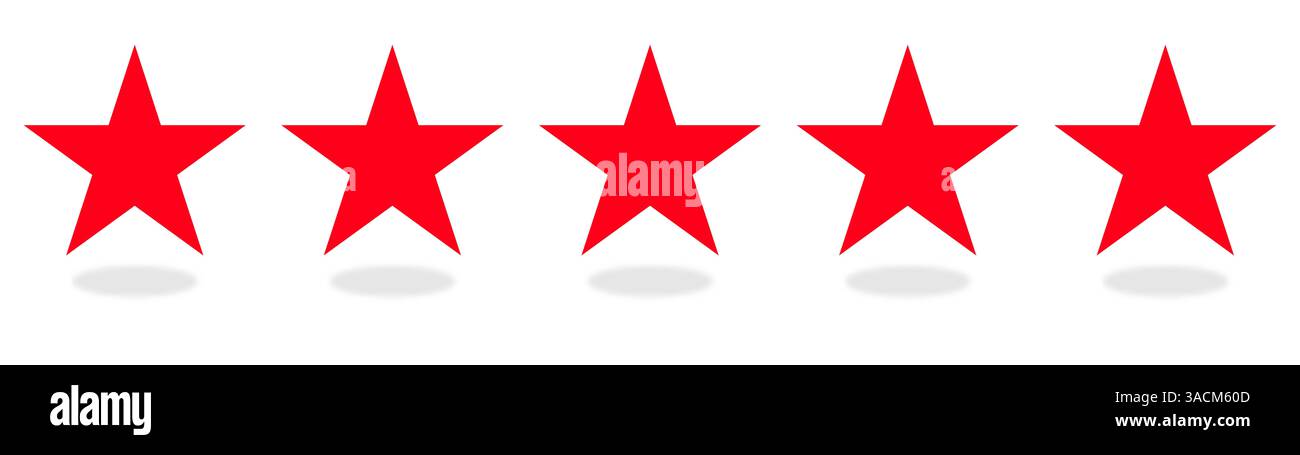 5 red stars as a sign of the best rating for quality or customer ...