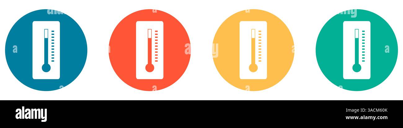 Colorful buttons in blue red orange green show thermometer temperature ...
