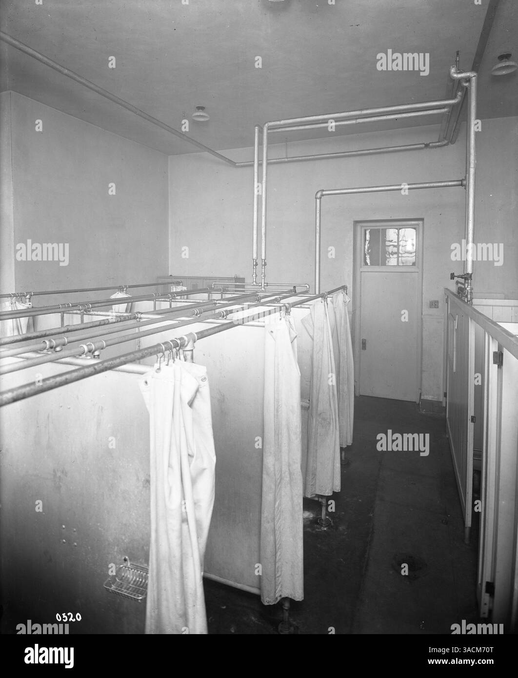 The basement shower room of Bancroft School, featuring interior details ...