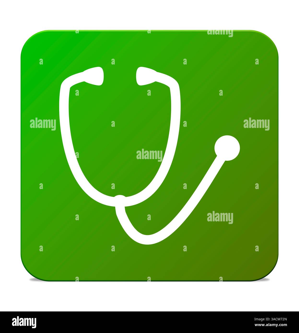 Green button with white symbol shows doctor, doctor or stethoscope icon ...