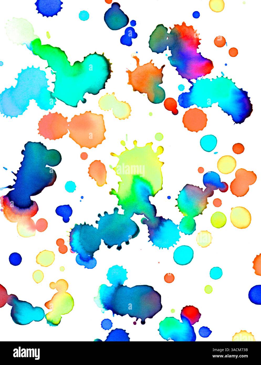 Colorful blobs of paint - Brush watercolor background Stock Photo - Alamy