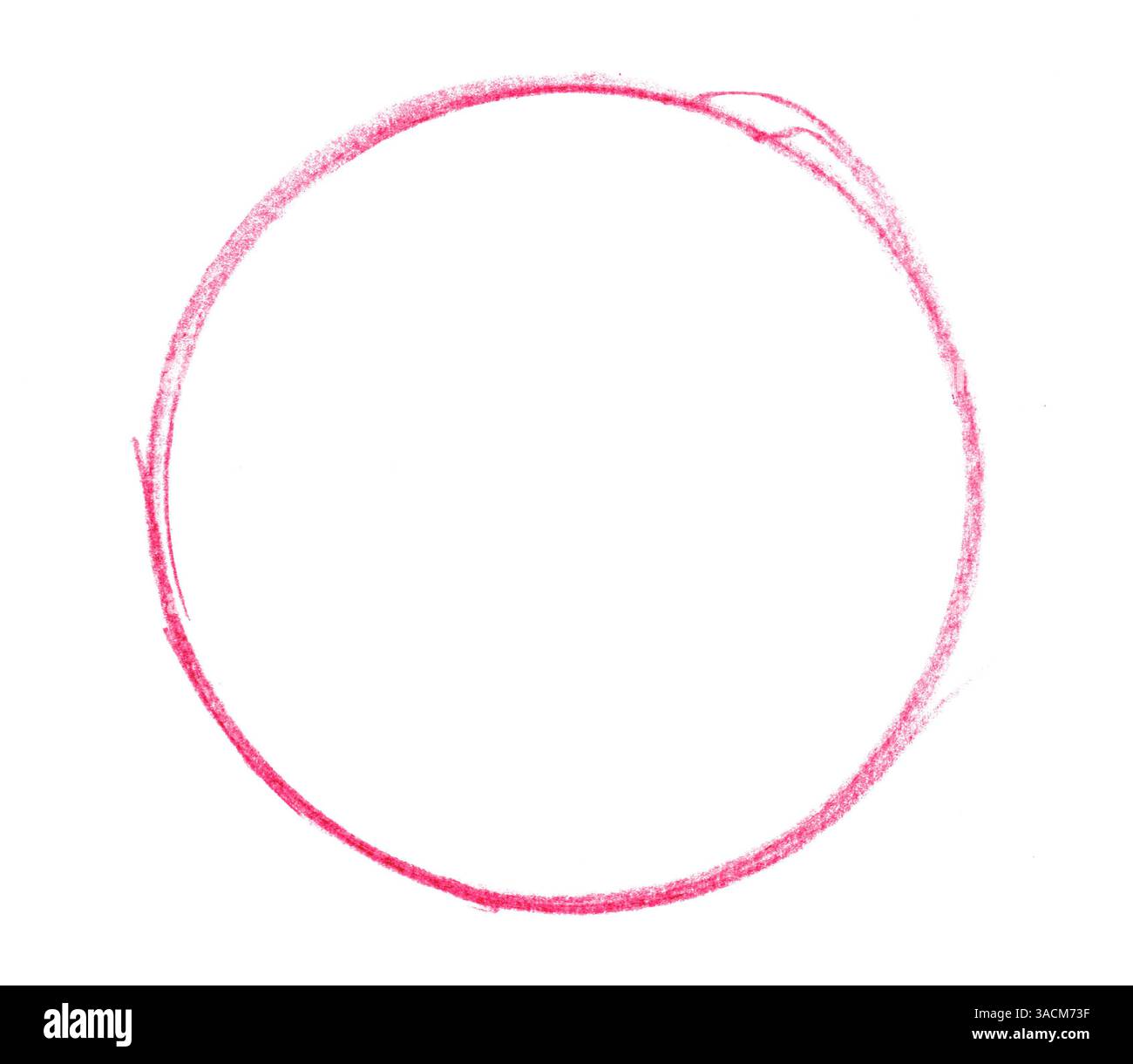 Circle or round border drawn with a red colored pencil on a white ...