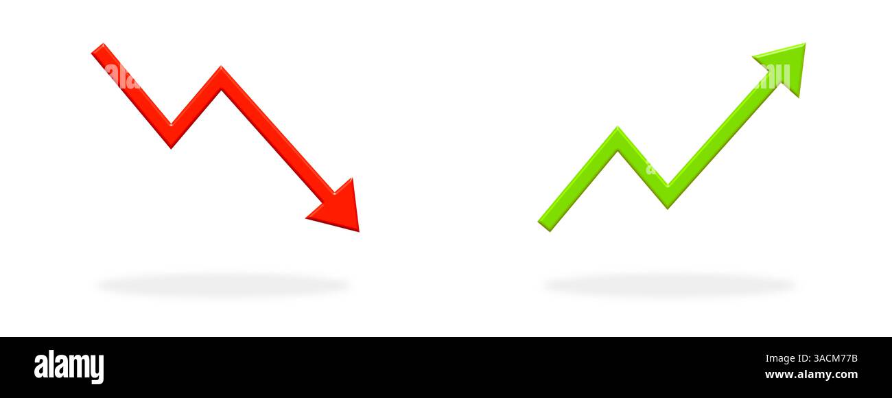 Green and red arrow pointing up and down - Icon banner as a symbol for ...