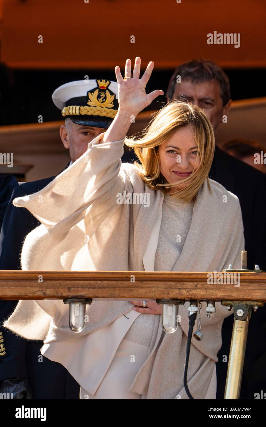 April 4, 2025, Ortona, Abruzzo, Italy: Italian Prime Minister Giorgia ...