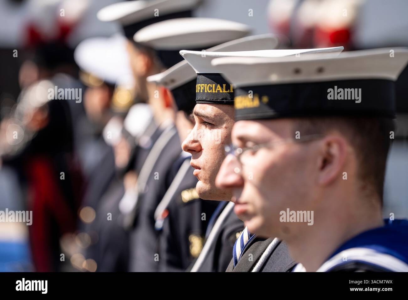 Ortona, Abruzzo, Italy. 4th Apr, 2025. Italian Navy officers during ...