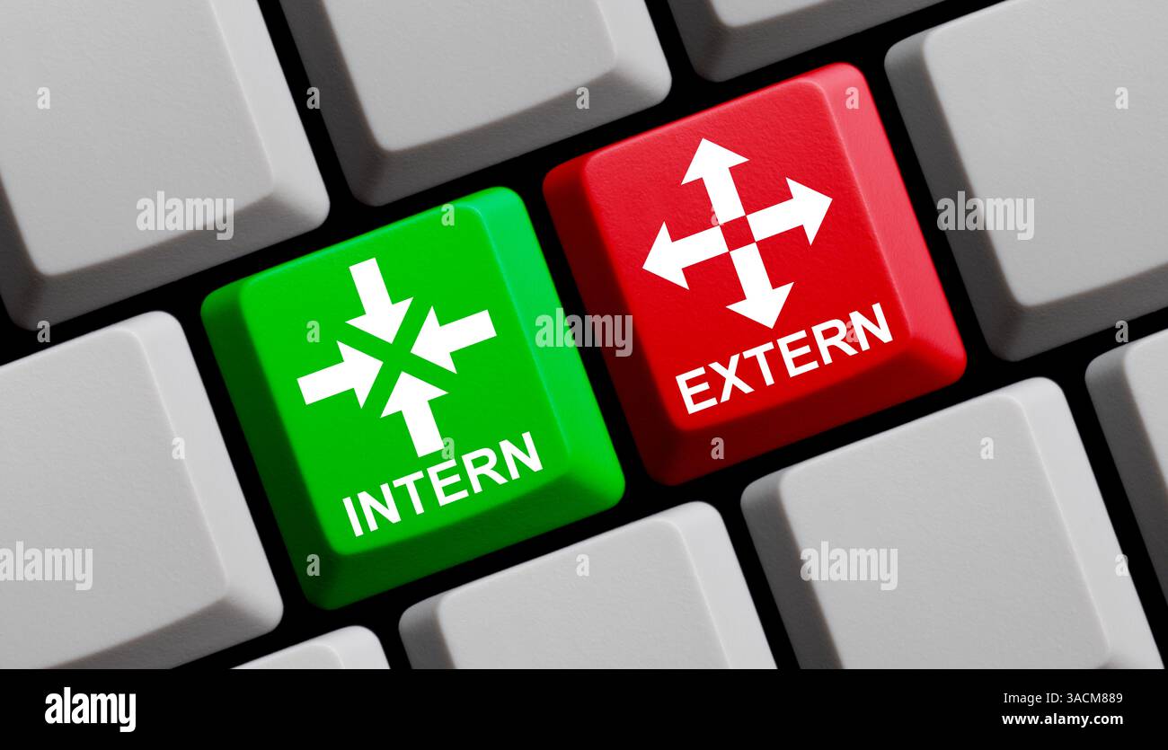 Red and green keypad buttons show Internal and External Stock Photo - Alamy