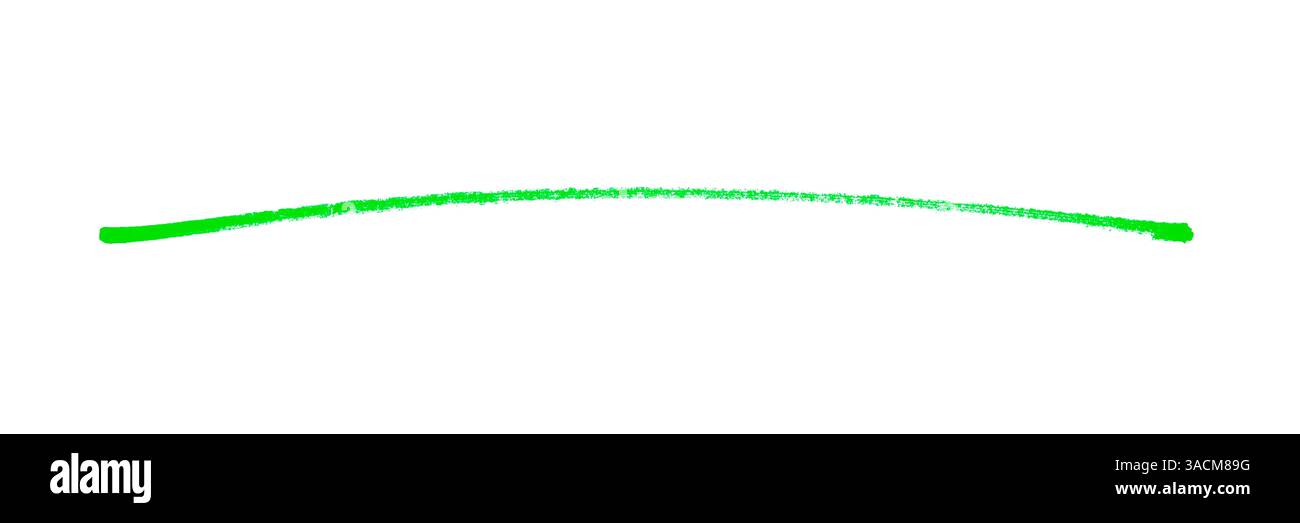 Very long messy isolated green line drawn with a pencil as an underline ...