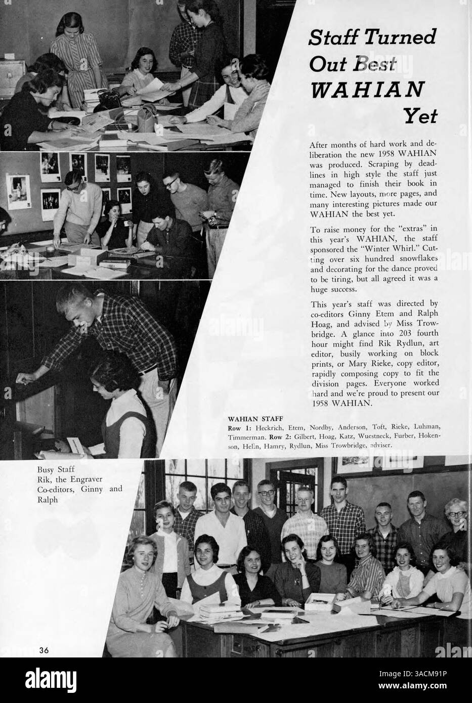 This 1958 Wahian Yearbook records the highlights of student and faculty life at Washburn High ...
