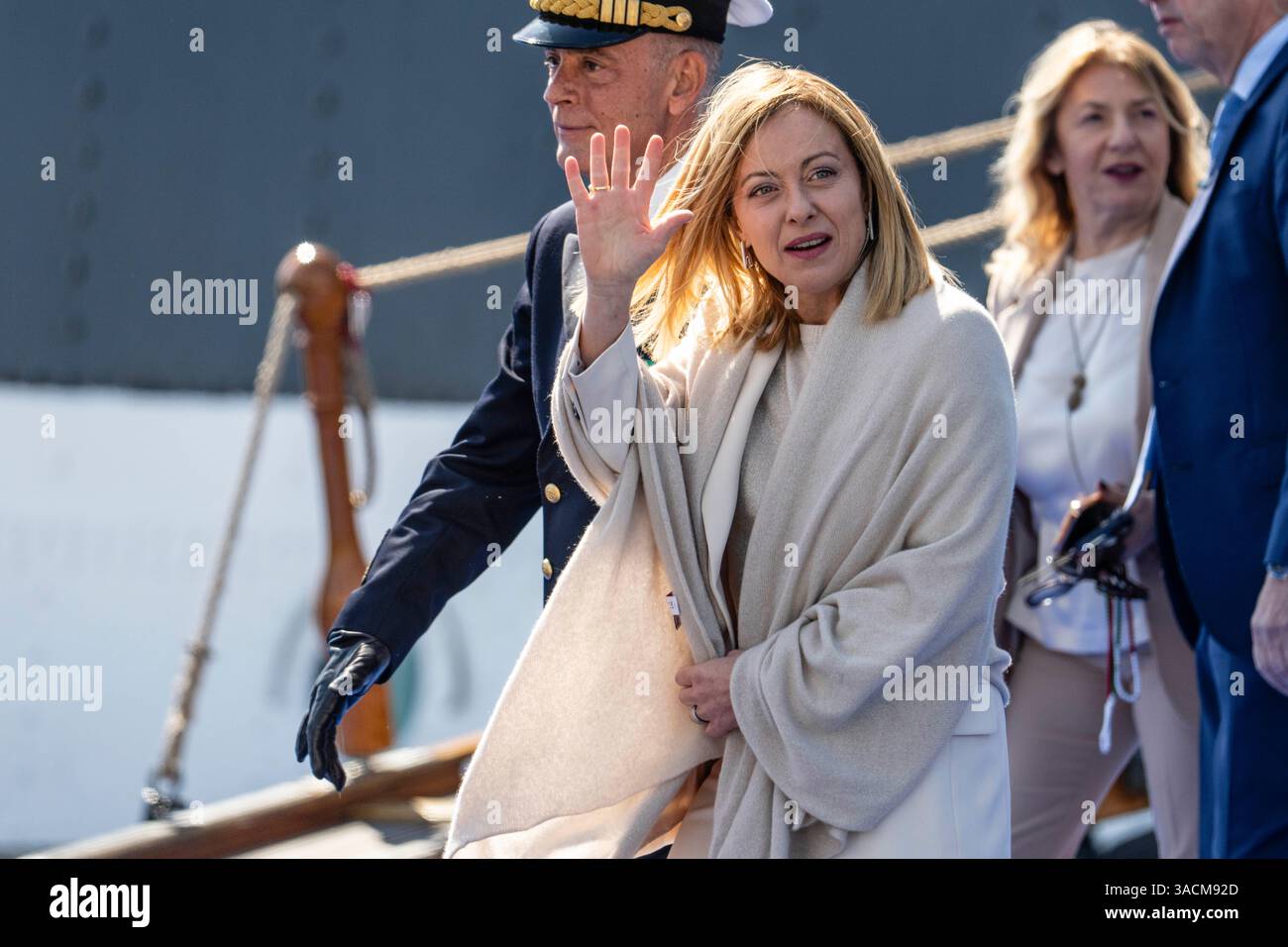 April 4, 2025, Ortona, Abruzzo, Italy: Italian Prime Minister Giorgia ...