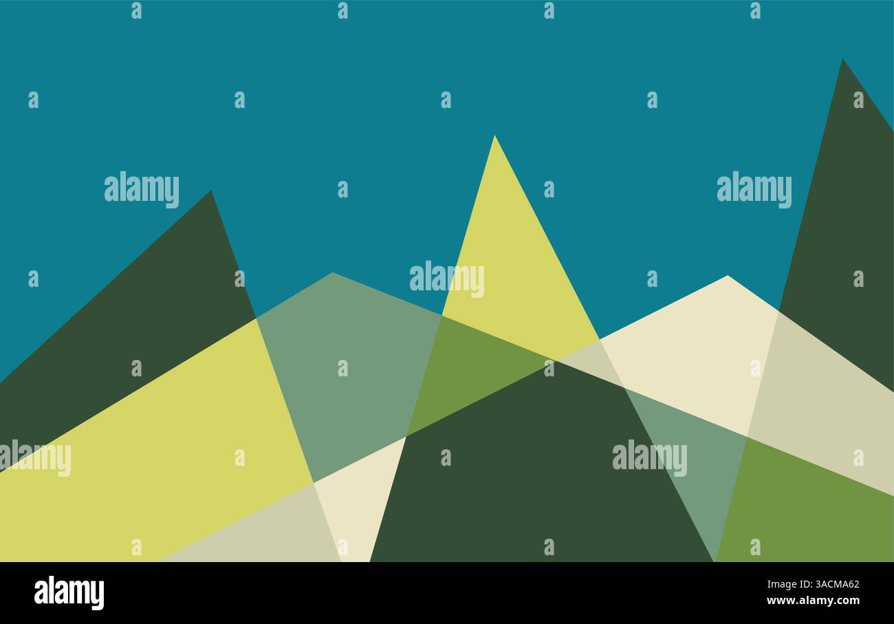 Mountains Abstract flat color illustration. Abstract simple landscape ...