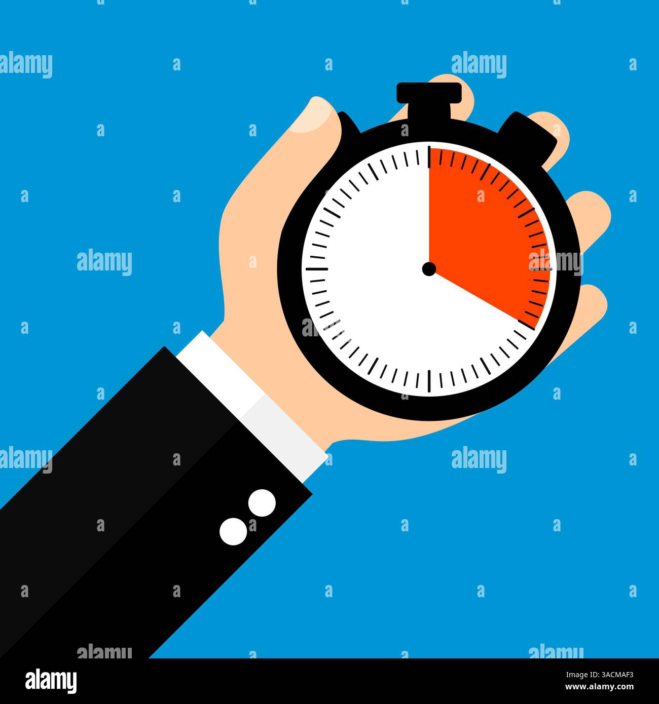 Hand with stopwatch shows 20 seconds 20 minutes or 4 hours - Flat ...