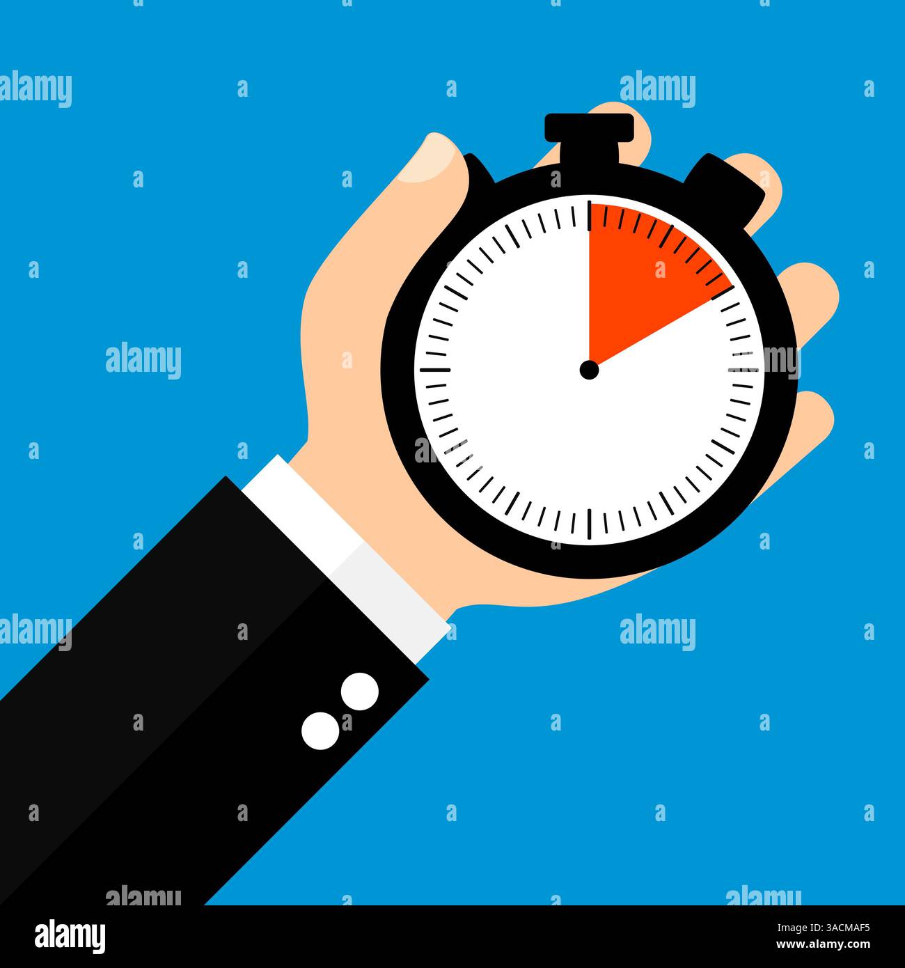 Hand with stopwatch shows 10 seconds 10 minutes or 2 hours - Flat ...