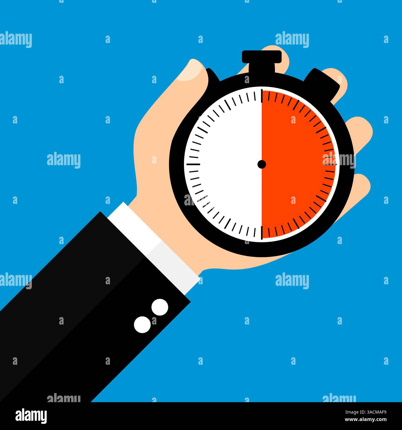 Hand with stopwatch shows 30 seconds 30 minutes or 6 hours - Flat ...