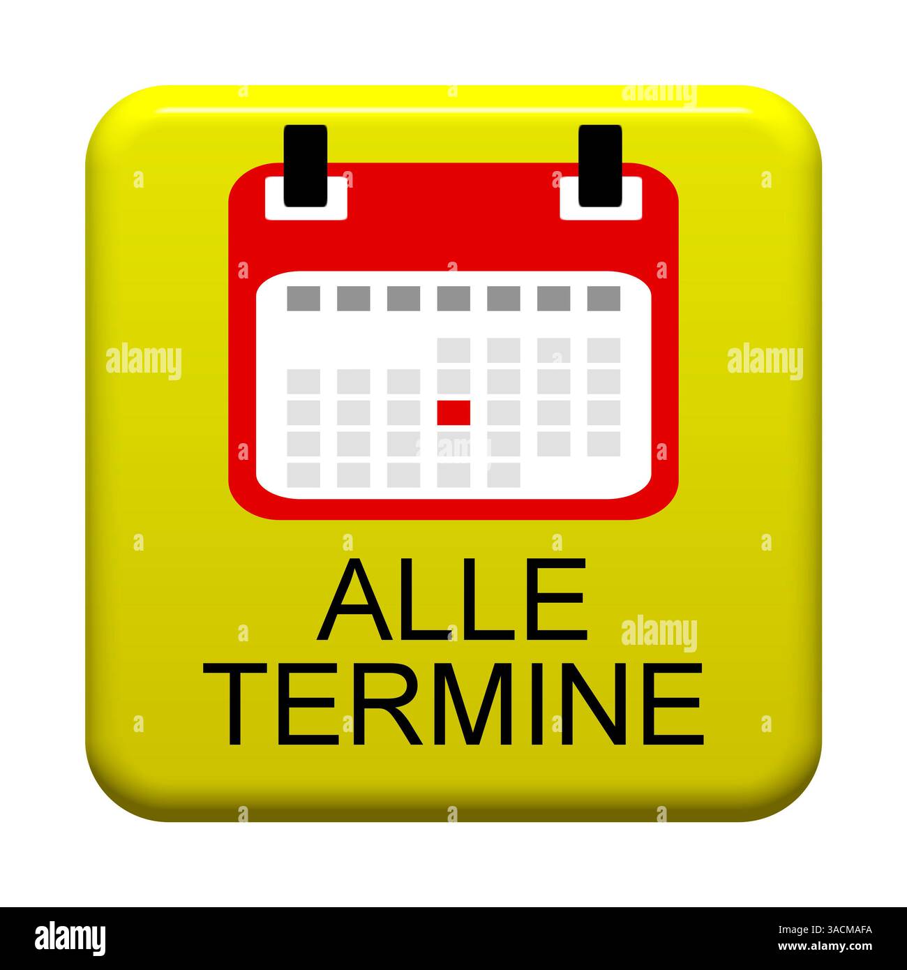 Yellow isolated button with symbol shows all dates Stock Photo - Alamy