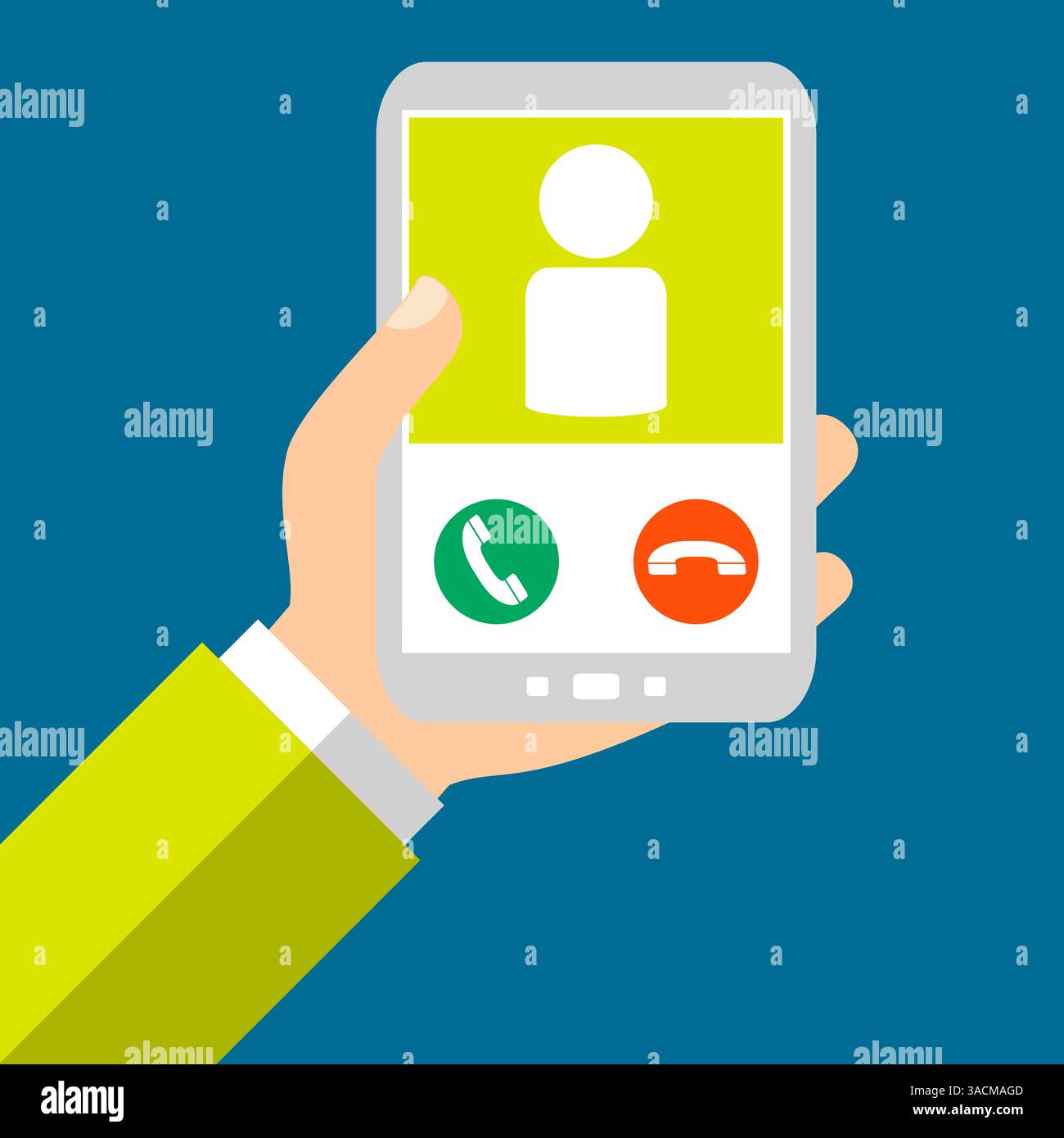 Green ringing smartphone flat hi-res stock photography and images - Alamy