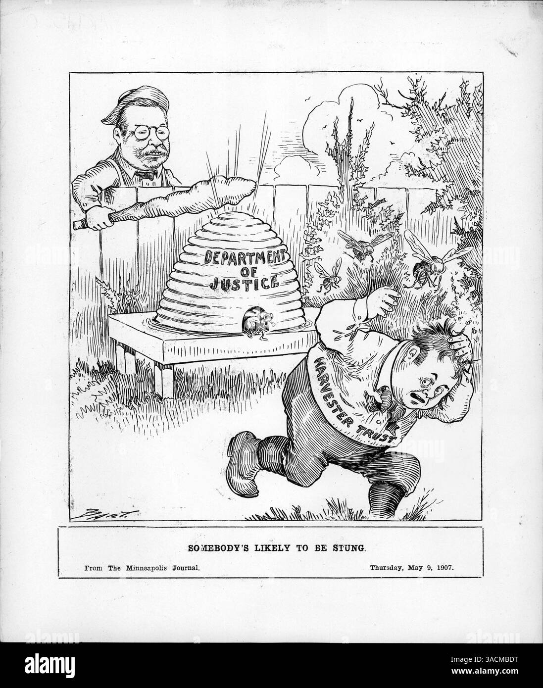 This cartoon depicts the harvester trust under investigation by hi-res ...