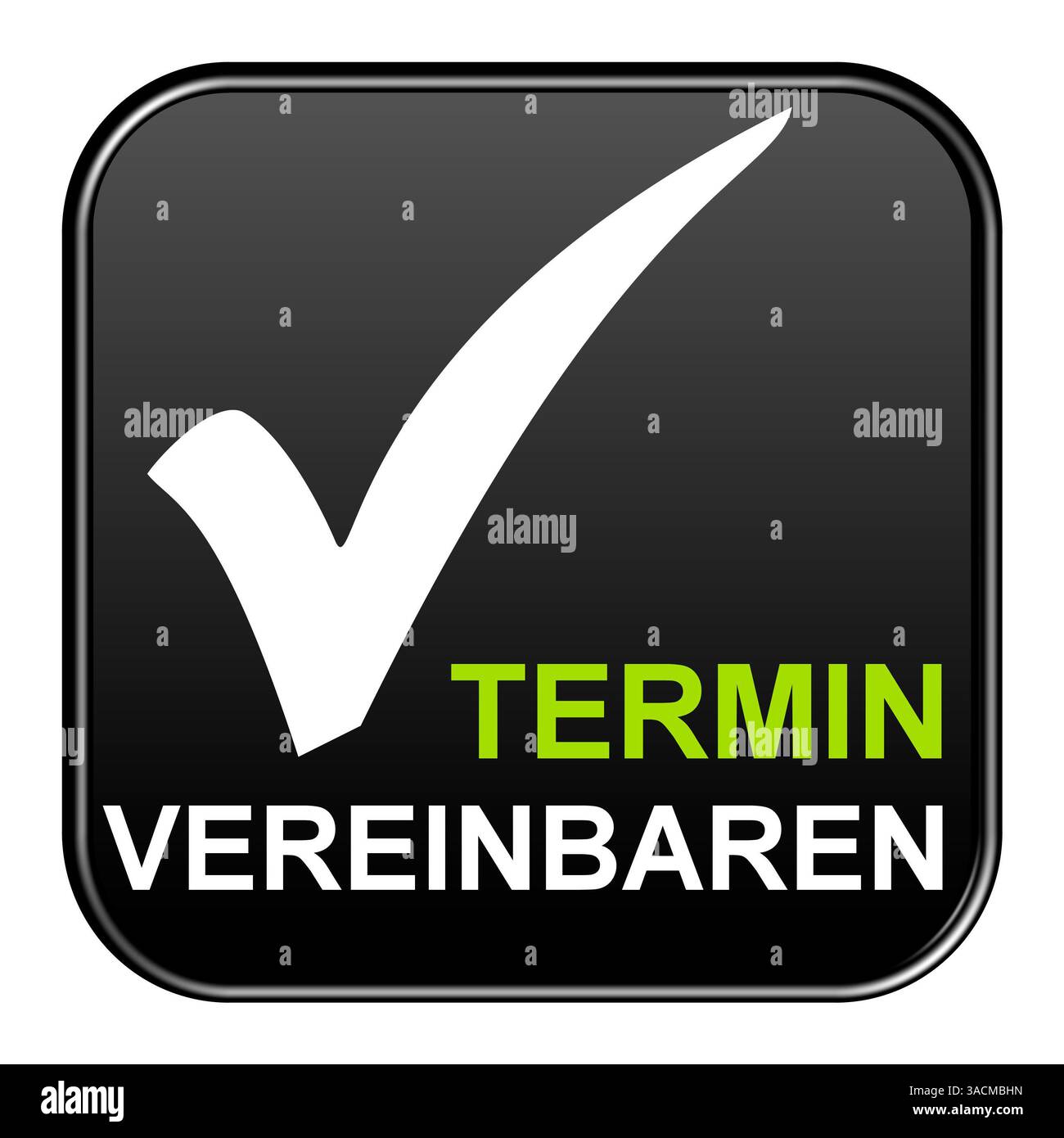 Black isolated button with symbol shows make an appointment Stock Photo ...