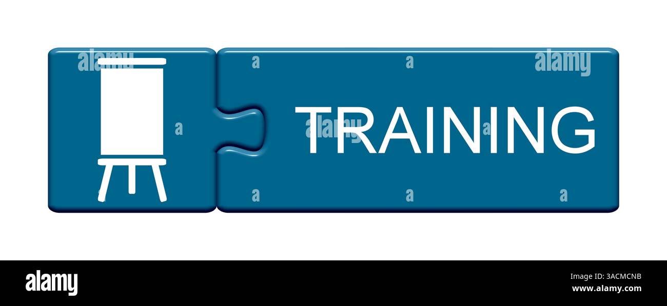Isolated two-piece puzzle button with symbol showing training Stock ...