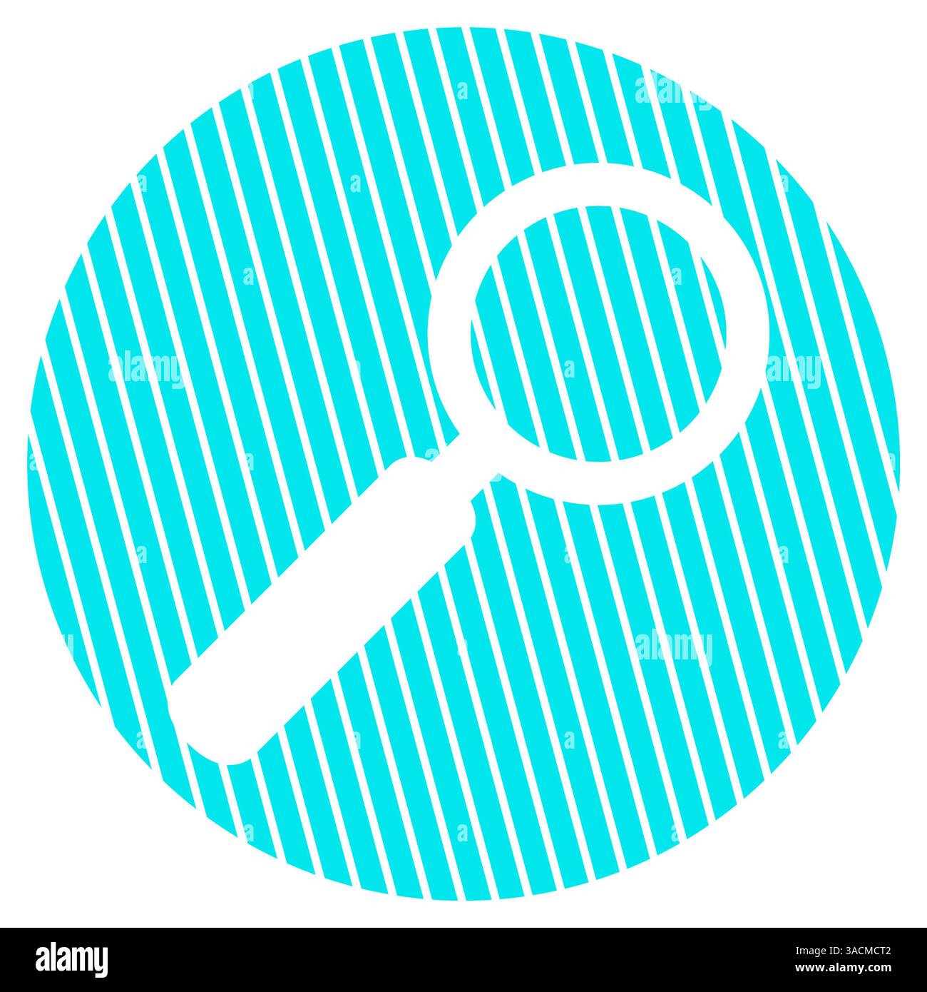 Round striped light blue circle with white symbol as icon for search ...