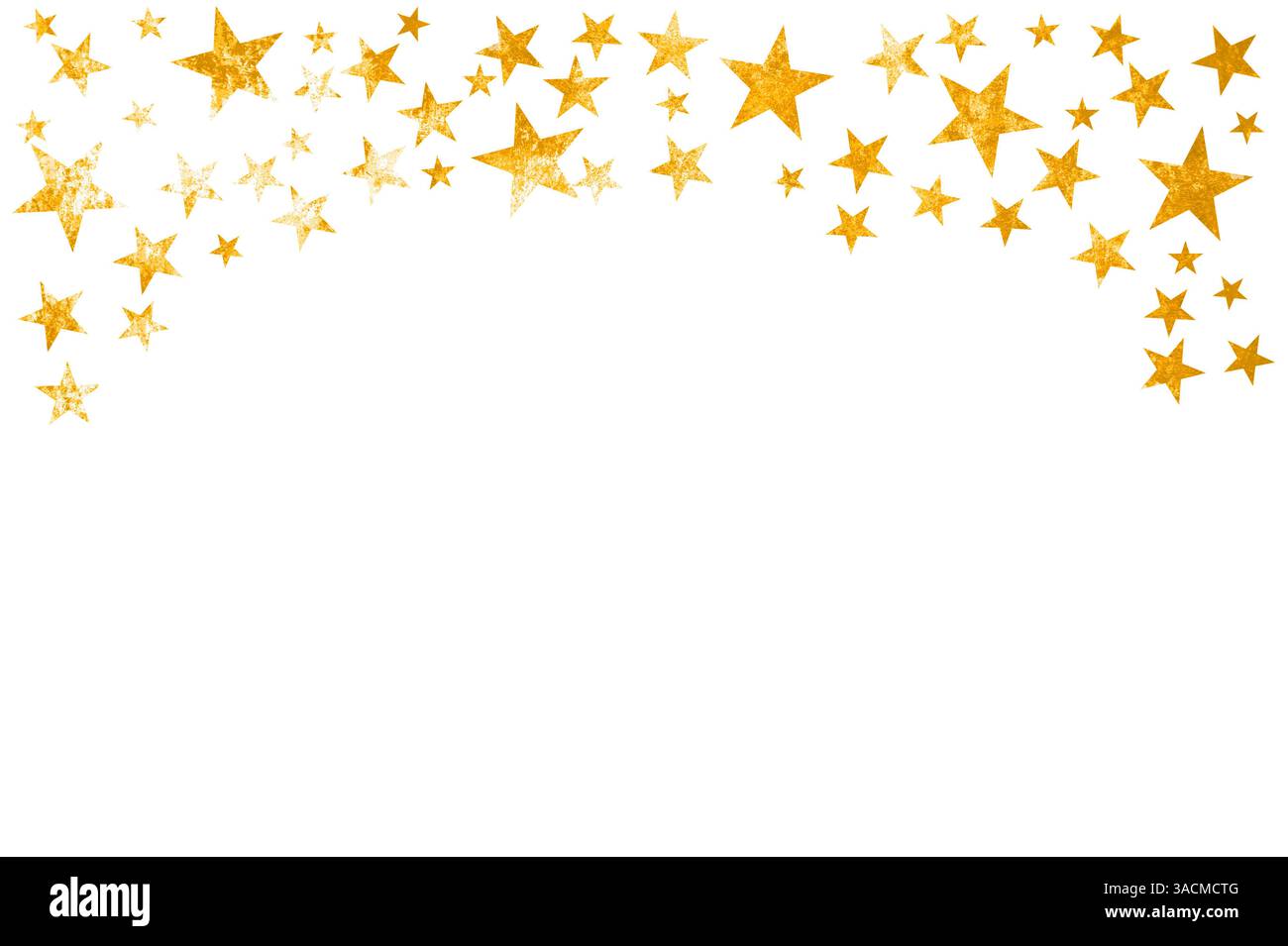 White card with text space and arc of yellow gold grunge stars as ...
