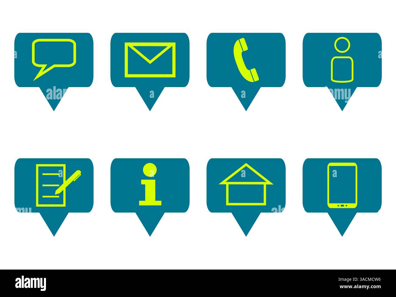 Collection of 8 isolated speech bubbles with icons for communication in ...