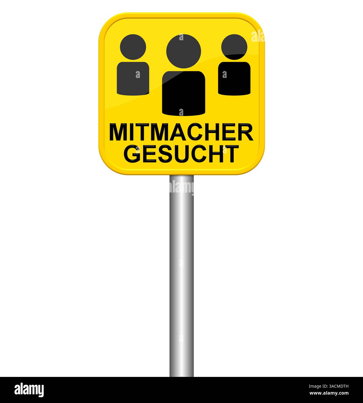 Yellow insulated sign shows joiners wanted Stock Photo - Alamy