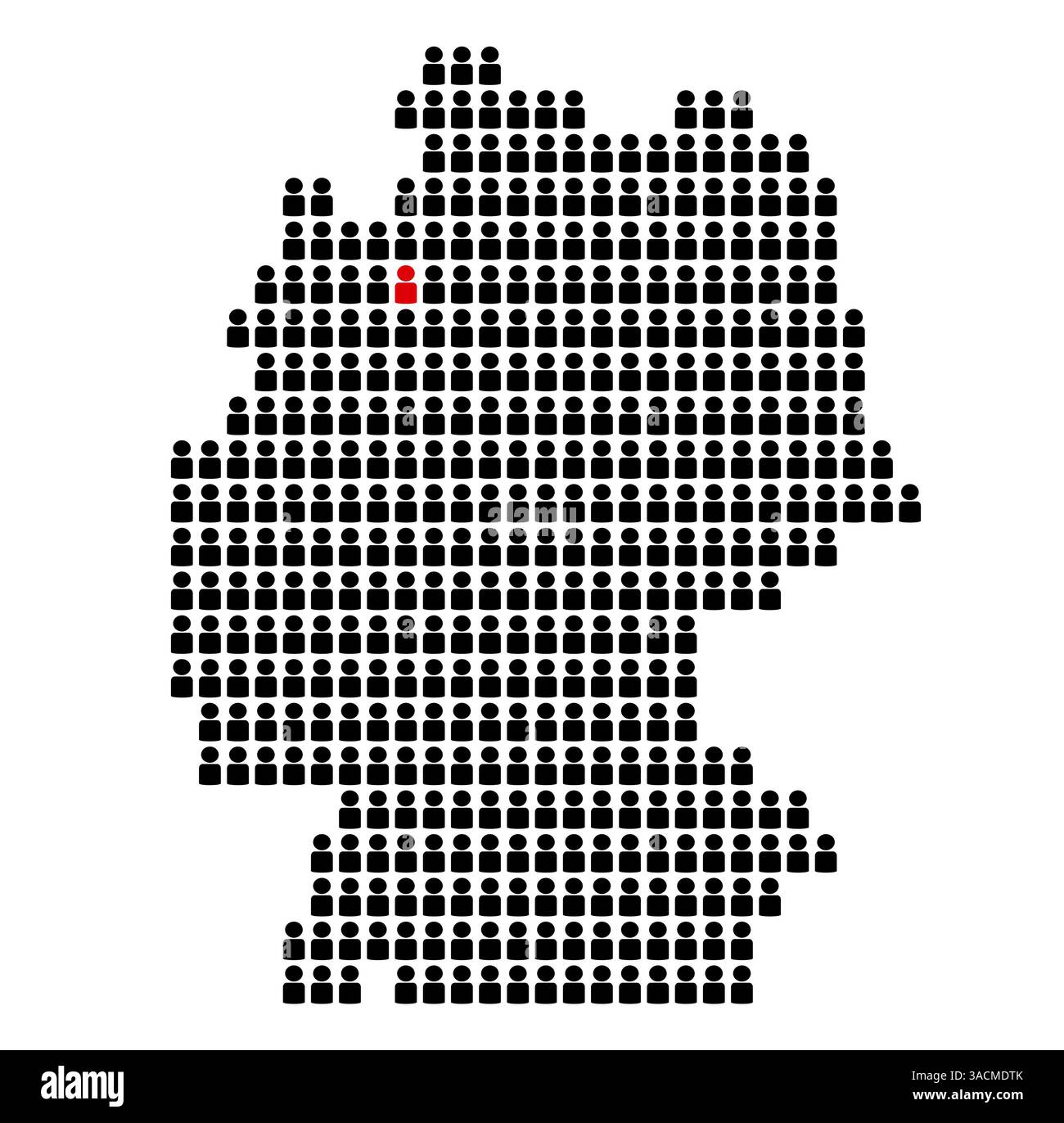 Map of Germany with many black icons and a red outline of the federal ...