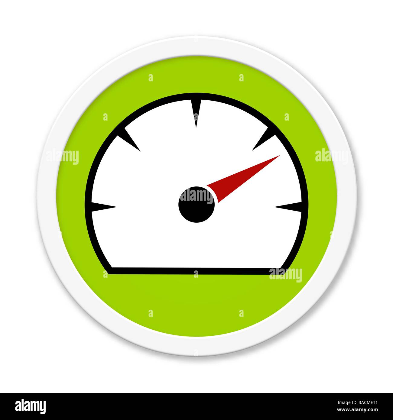 Green insulated round button shows speedometer symbol Stock Photo - Alamy