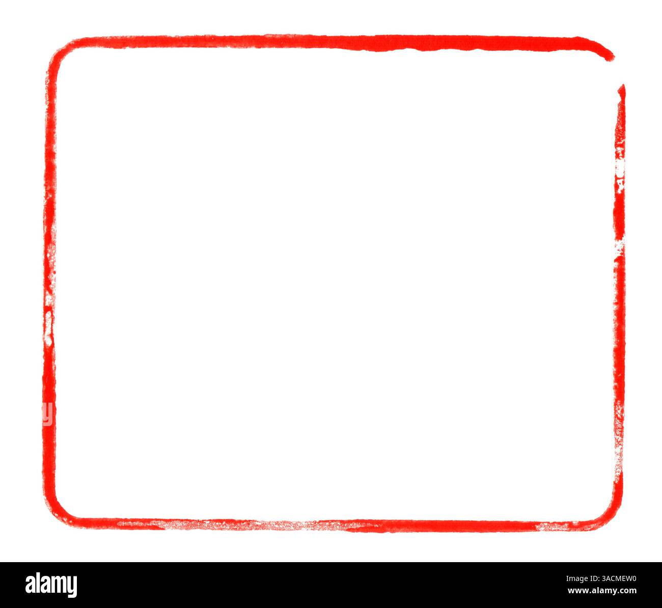 Isolated red grunge frame with rounded corners - Hand painted or ...