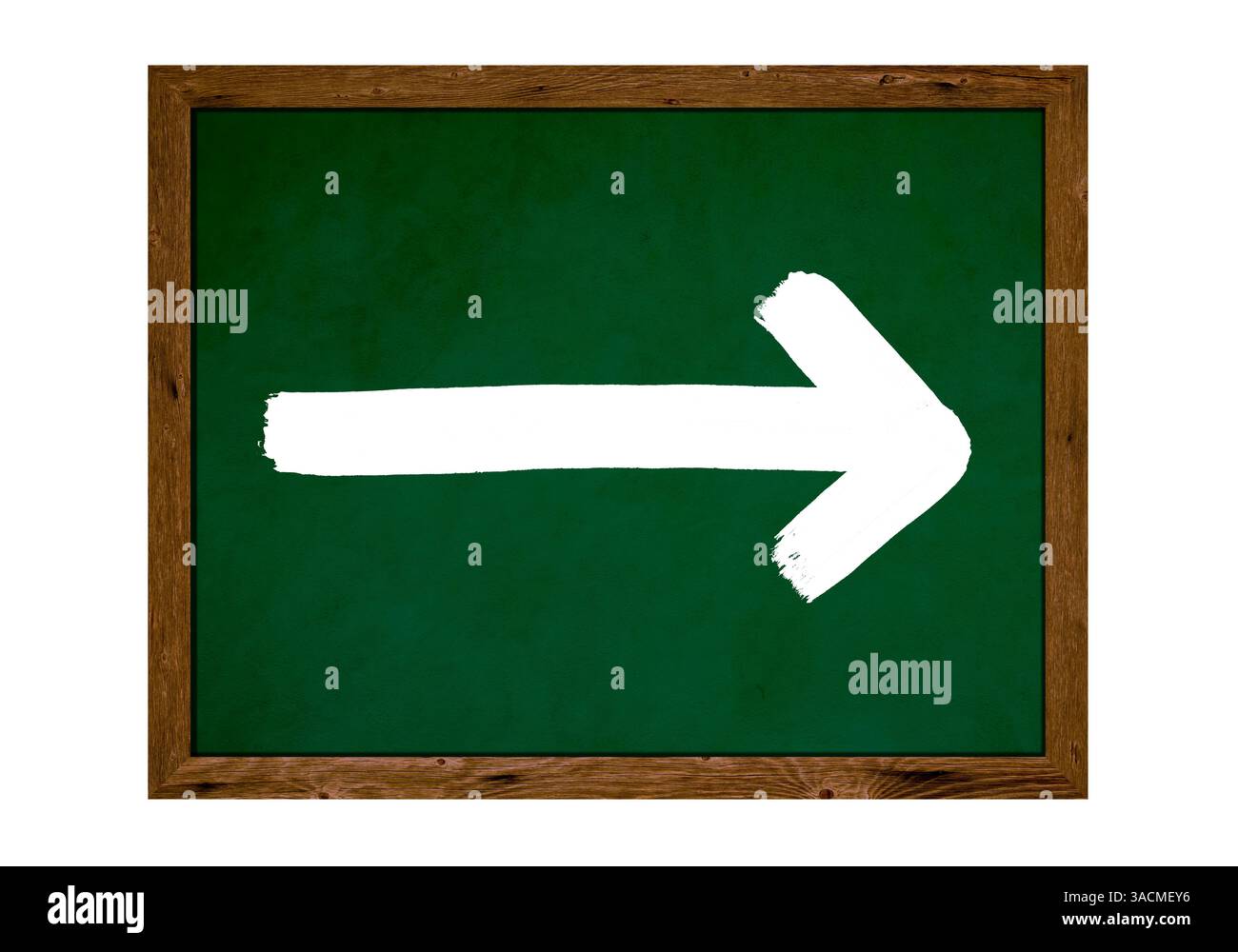 Old panel with wooden frame and hand-painted arrow pointing right Stock ...