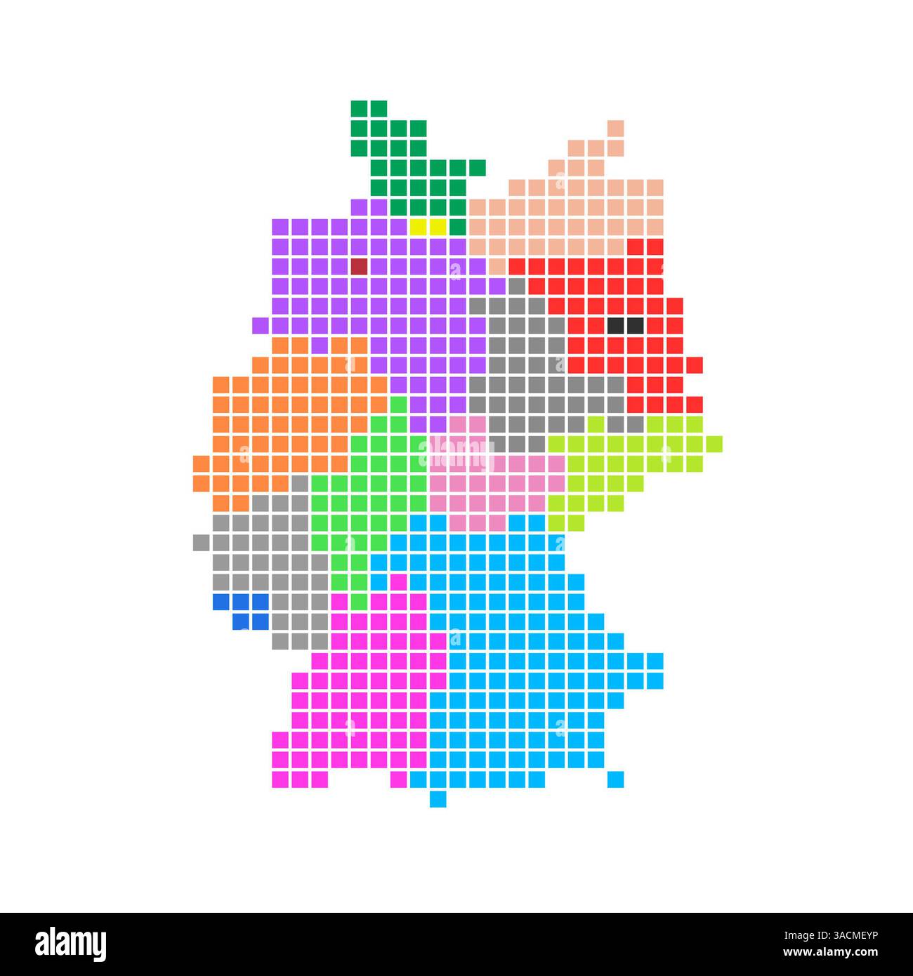 Map of Germany with colored dots shows German states Stock Photo - Alamy