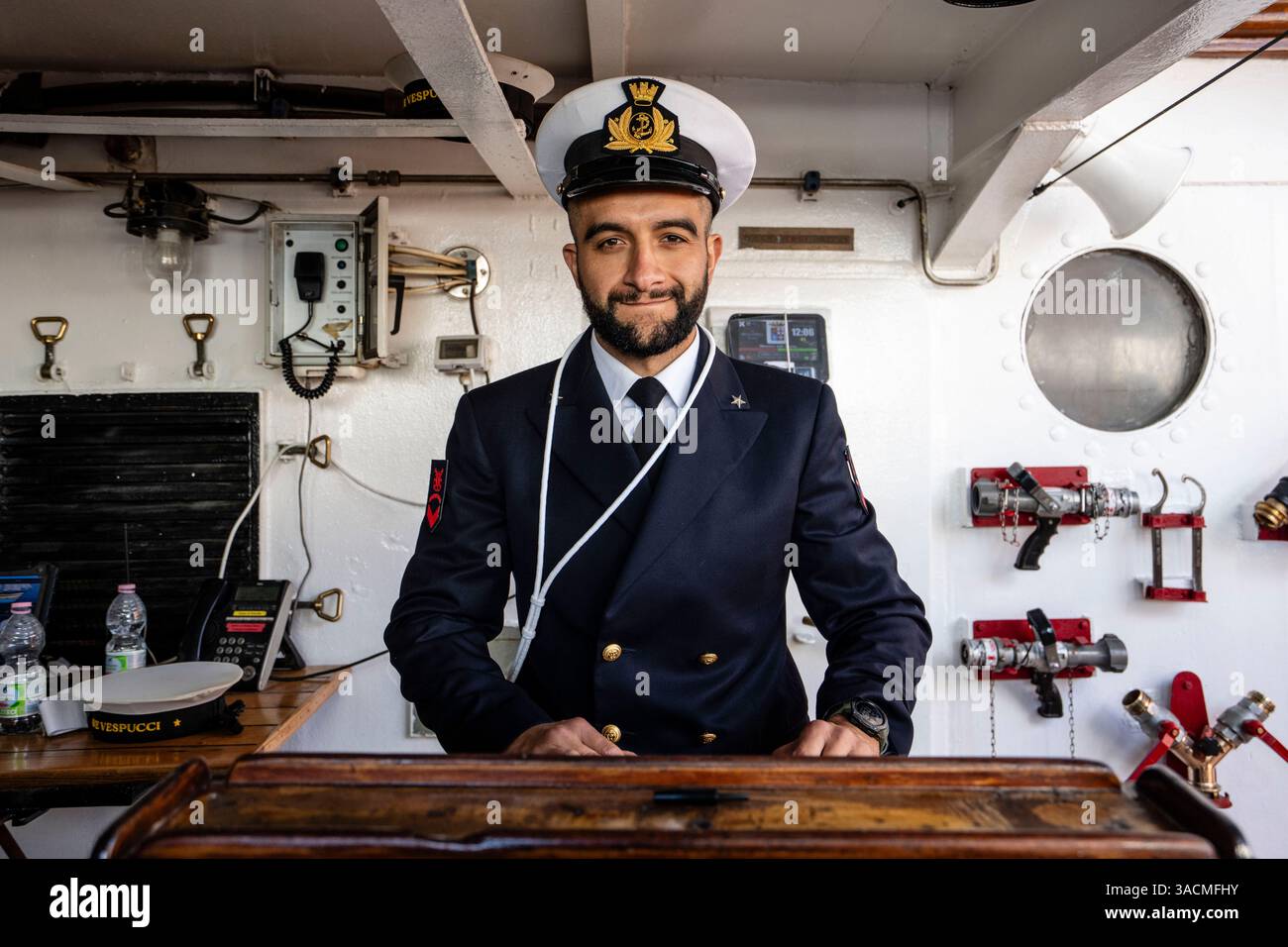 April 4, 2025, Ortona, Abruzzo, Italy: Italian navy officer on the The ...