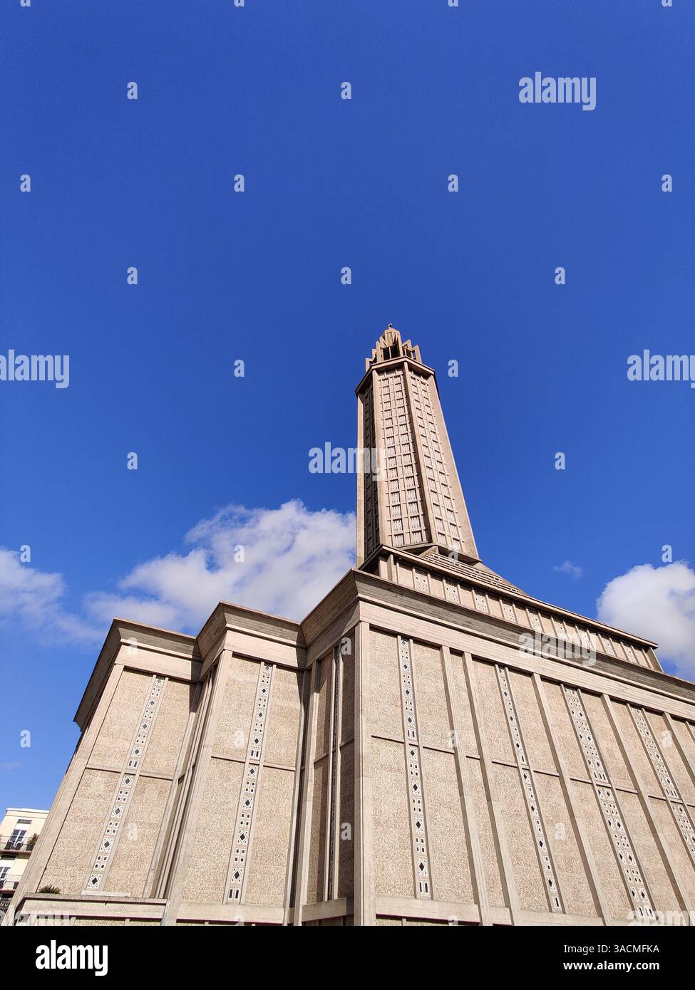 Le Havre, France, February 26 2025: Tower of St. Joseph Church in Le ...