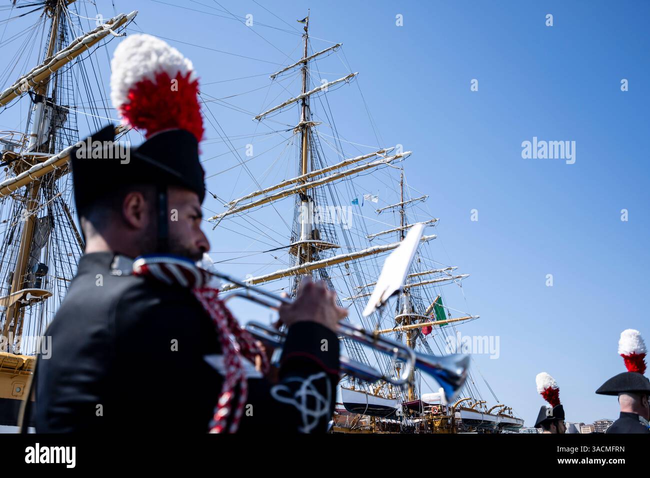 April 4, 2025, Ortona, Abruzzo, Italy: General view of Italian Navy ...