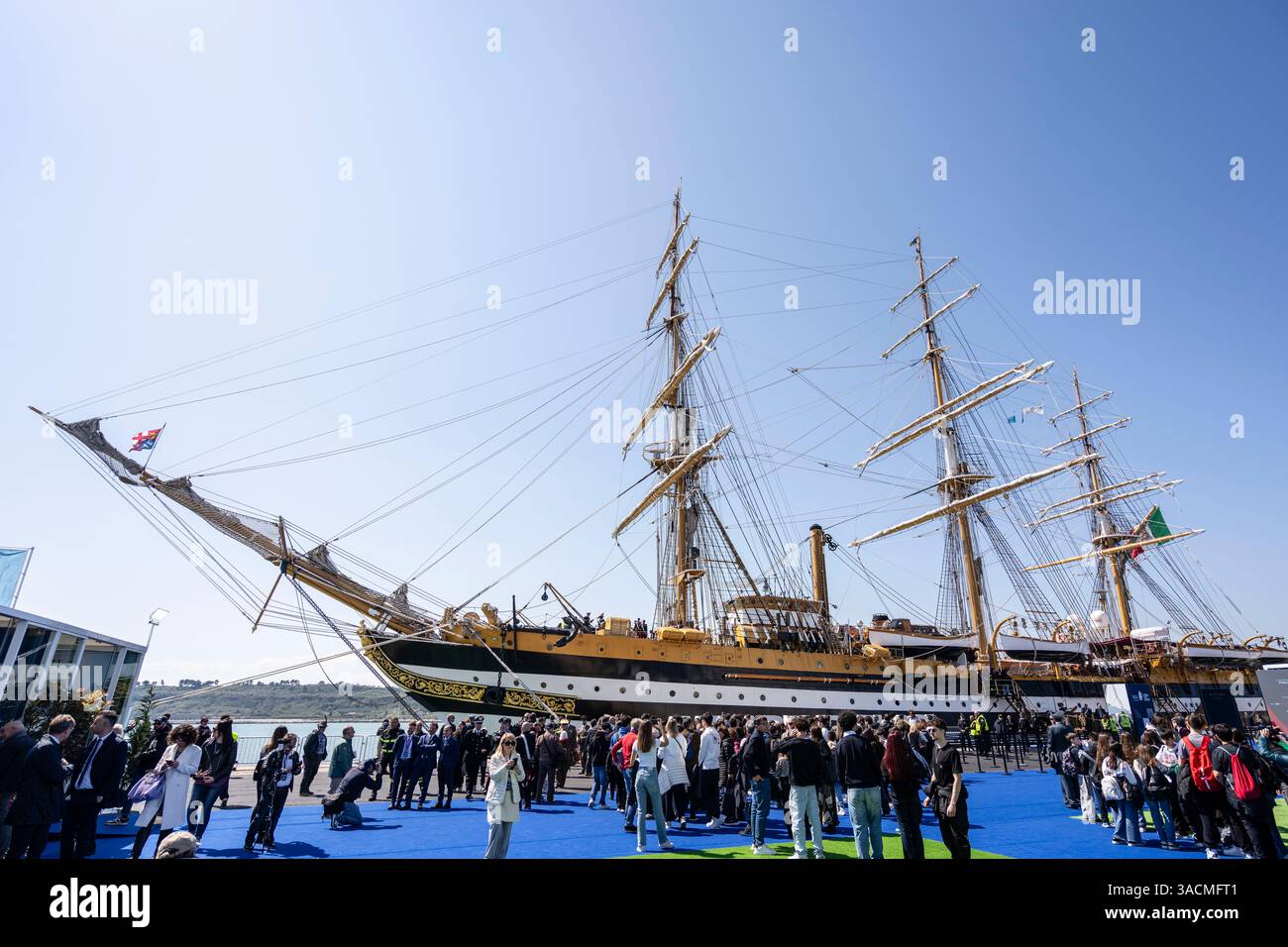 April 4, 2025, Ortona, Abruzzo, Italy: General view of Italian Navy ...