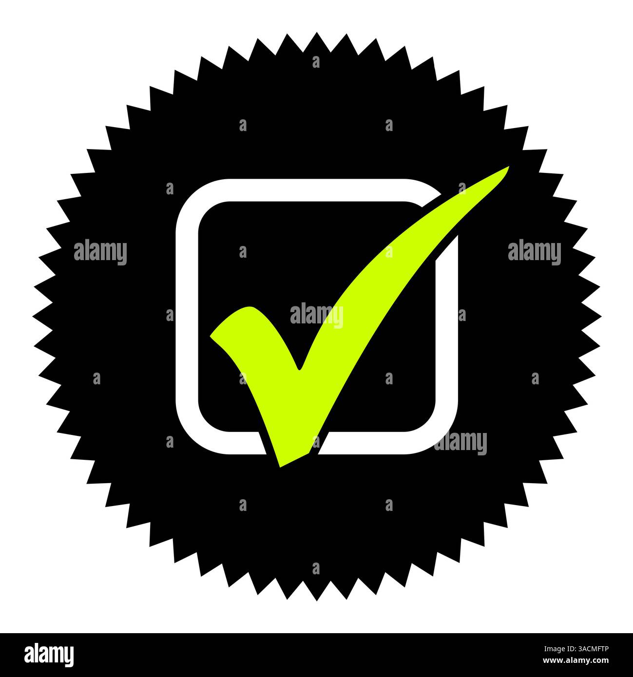 Black button in star shape shows tick symbol Stock Photo - Alamy