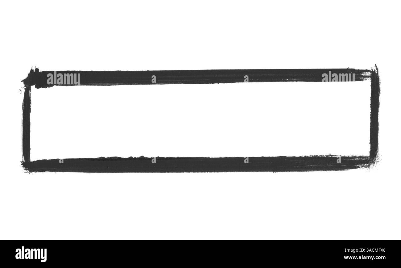 Wide black empty box as a frame uncleanly painted with a brush Stock ...