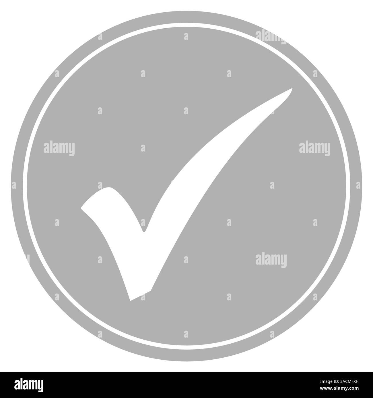 Round gray button with checkmark symbol Stock Photo - Alamy